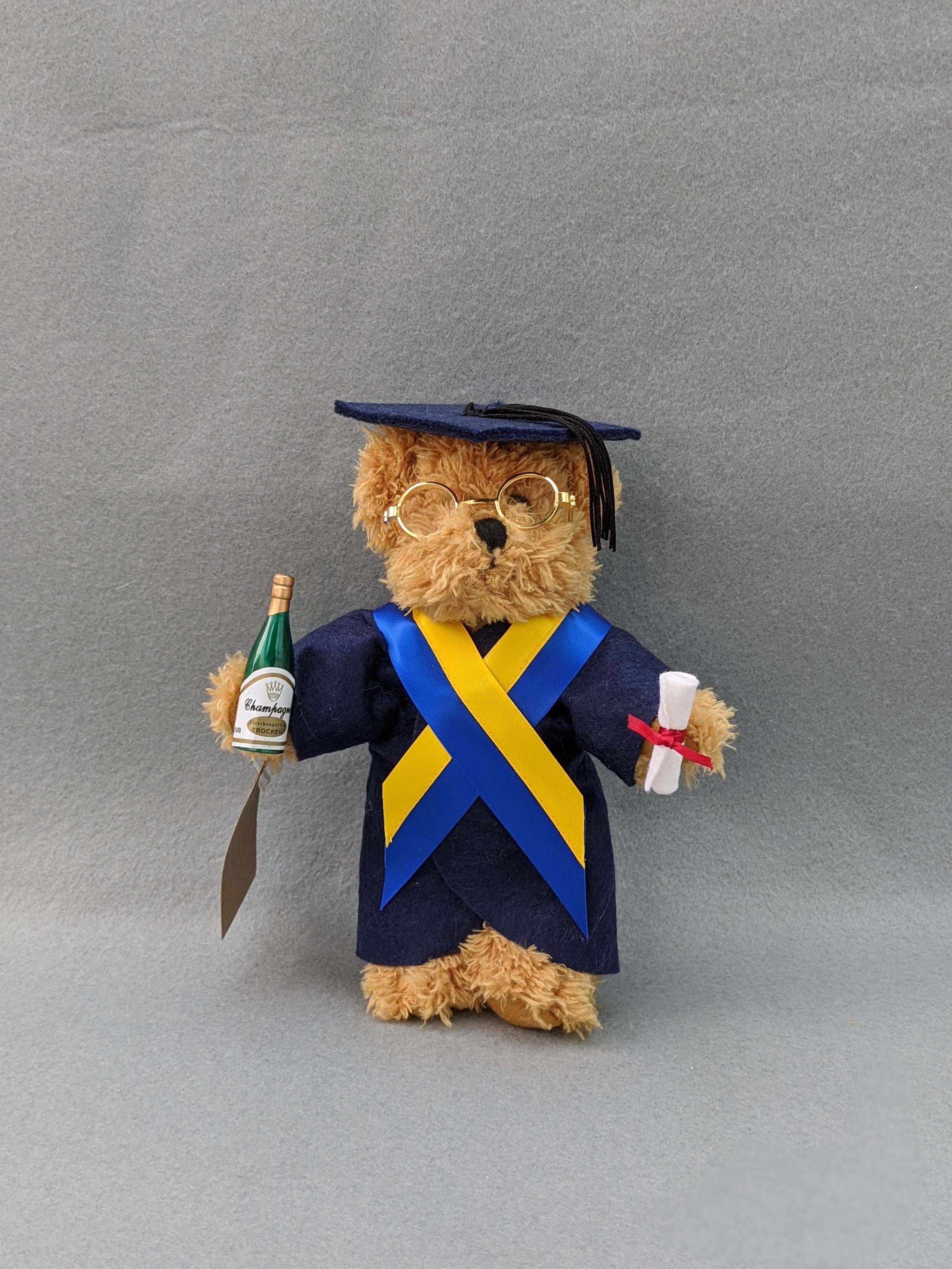 Standard Medium Graduation Bear with Champagne | Badgrads Graduation Bears